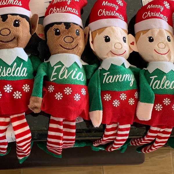 Personalized Christmas Elf, Stuffed Elf, Stocking Stuffer, Multicultural Plush Elves, Christmas ...