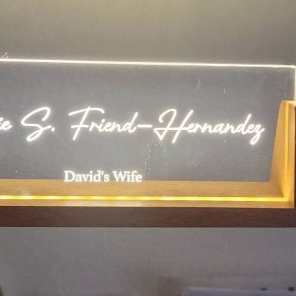 Acrylic Name Plate Light Personalized, LED Light With Wave Pattern ...