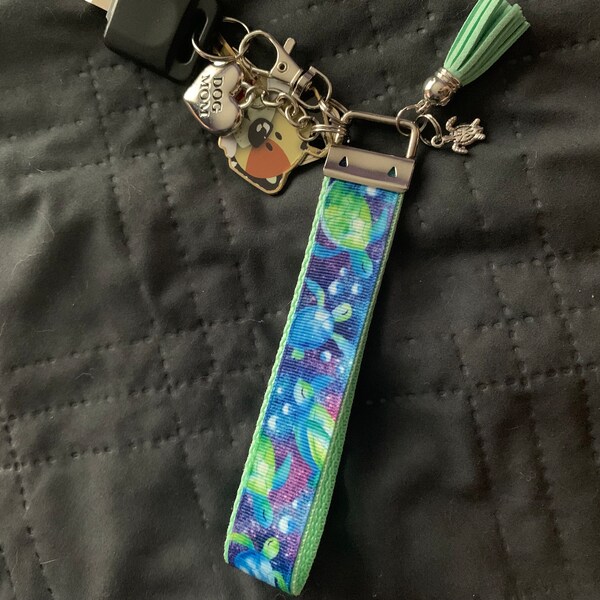 Sea Turtle Key Fob - Sea Turtle Keychain - Sea Turtle Wristlet - Marine ...