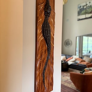 XL 3D Carved Swimming Alligator - Cedar - Etsy