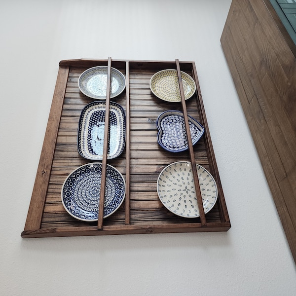 Plate Rack, Wall Hanging Dishes Display Rack, Plate and Platter Display ...