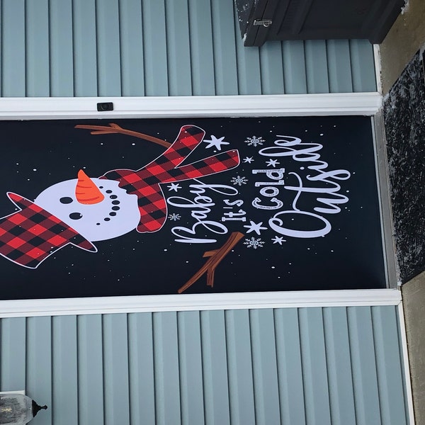 Cold Outside Snowman Door Cover - Christmas Door Covers - Snowman ...