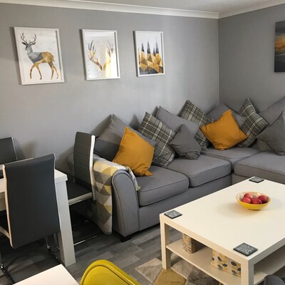 GEOMETRIC Set of 3 YELLOW & Grey Art Prints STAG Antlers and Forest ...