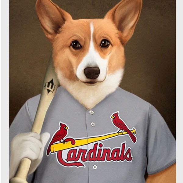 Baseball Lover Gift, Custom Pet Portrait, Baseball Player Dog, Pet ...