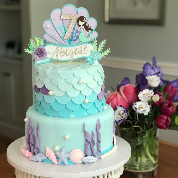 Mermaid 1st Birthday Banner, Mermaid Cake Topper, Mermaid Decorations ...