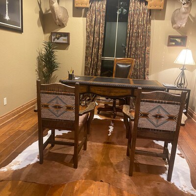 Solid Barnwood Amish Rocking Chair With Hair on Hide Back and - Etsy