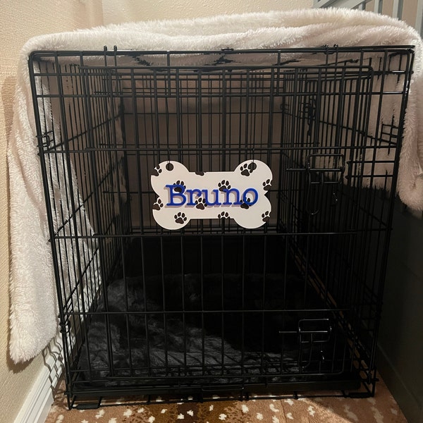 Personalized Wooden Dog Crate Sign, Puppy Kennel Nameplate, Custom ...