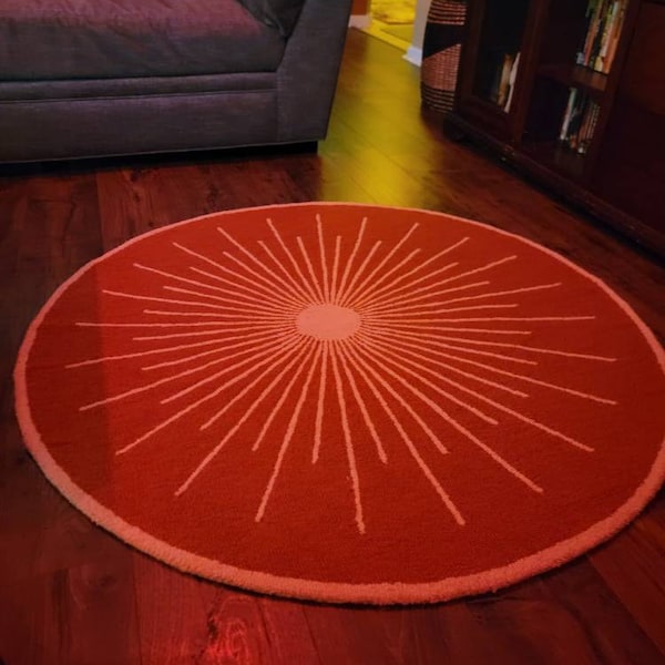 Premium Sun Rug Hand Tufted Orange Light Green Color 100% Wool Area Rug ...