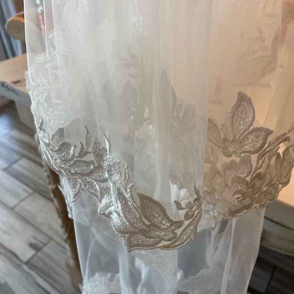 Veil in 2 Layer,embroidered Veil,bridal Veil,fingertip Veil, Elbow Veil ...