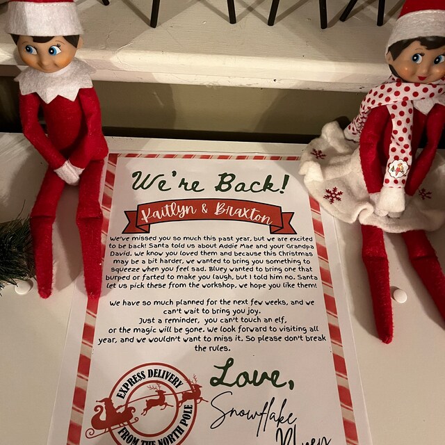 Editable Elf Welcome Back Letter We're Back Note Digital Editable Elf Welcome Back Letter We're Back Note Digital