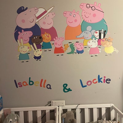 Personalised Peppa Pig Family Wall Sticker, Peppa Pig Wall Decal, Peppa ...