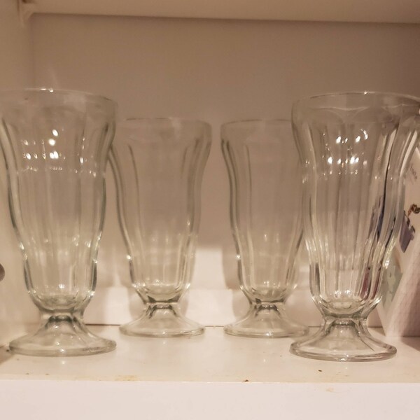 TWO Large Bottle Green Coca Cola Glasses by Libbey Glass, Fountainware, Coke Float, Soda Shoppe ...