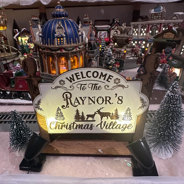 Personalized Christmas Village Sign, Welcome to Our Village Sign ...