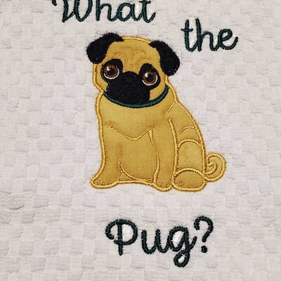 Pug Applique Embroidery Design Animal Embroidery Design - Etsy