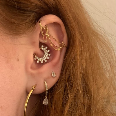 14k Solid Gold Spike Cone Rook Piercing Eyebrow Piercing Belly Button ...