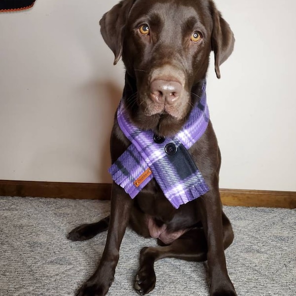 Dog Scarf Winter Fleece Dog Scarf, Red Buffalo Check Dog Scarf ...