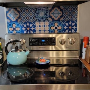 Stove Backsplash Glass Panel, Kitchen Wall Decor, Stove Top Back Cover ...