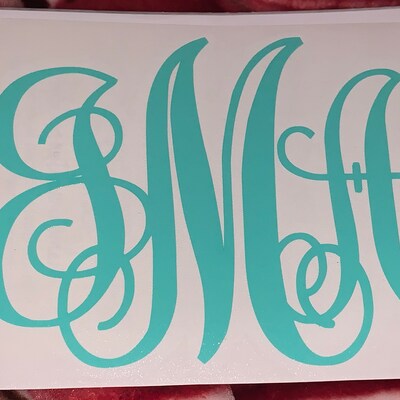 Monogram Car Decal / Car Decal / Script Monogram / Vinyl Monogram ...