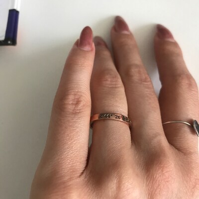 Custom Location Coordinates Ring Dainty Coordinates Stackable Band ...