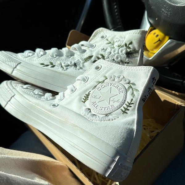 Embroidered Converse/flower Converse/converse LOW Tops/converse ...