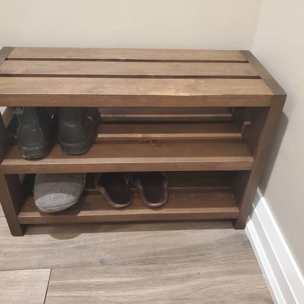 30 Inches Rustic Shoe Rack 3 Levels, Shoe Storage, Shoe Organizer, Shoe ...