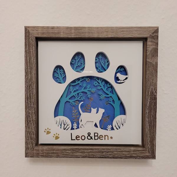 Cat Paw Shadow Box SVG, 3d Papercut SVG, Layered Paper Art Template ...