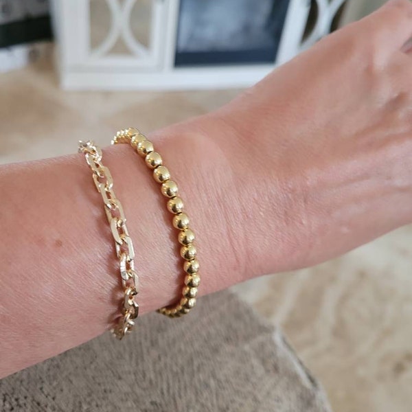 Gold Link Chain Bracelets, Stack Bracelets, 18k Gold Filled Bracelets ...