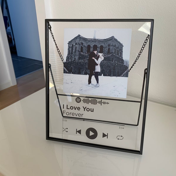 Custom Couple Song Glass Frame, Custom Music Plaque, Song Frame ...