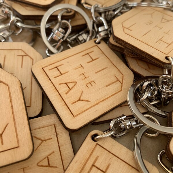 Business Logo Keychain, Wooden Laser Cut Custom Keychain, Personalised ...