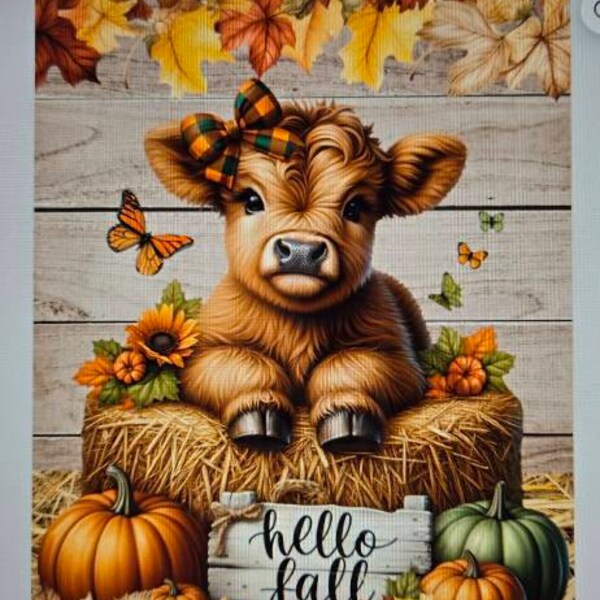 Watercolor Autumn Highland Cow Clipart, Cute Fall Cow PNG, Baby Animal ...