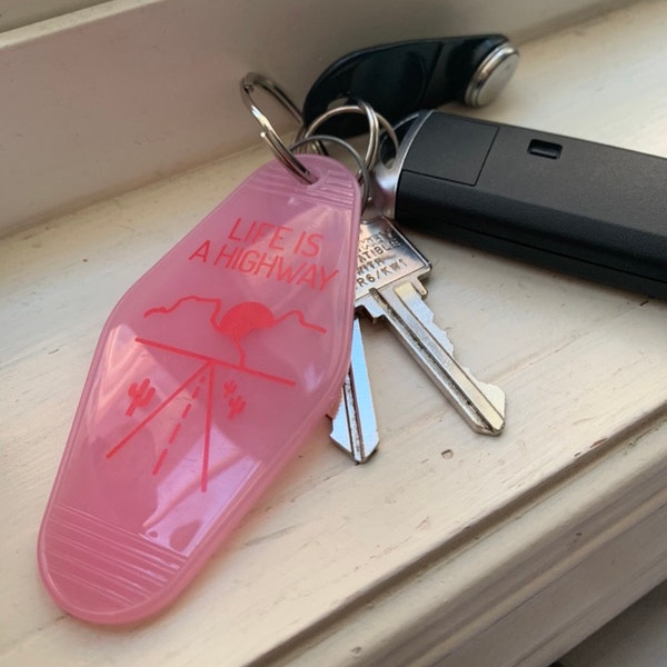 Life is A Highway Key Tag - Transparent Pink Keychain - Etsy