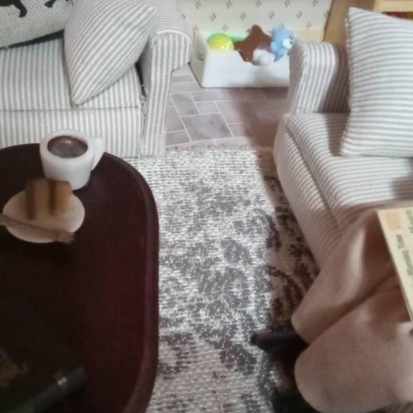 Dollhouse Area Rug, Modern Miniature Rug, Miniature Living Room Rug, 1: ...
