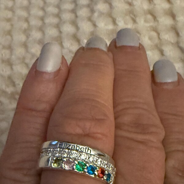3PCS Personalized Mothers Stacking Rings, 1-6 Birthstones Stackable ...