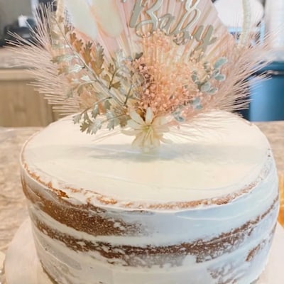 Baby Cake Topper/palm/dried Palm Topper/pampas/cake Pick/oh Baby/girl ...