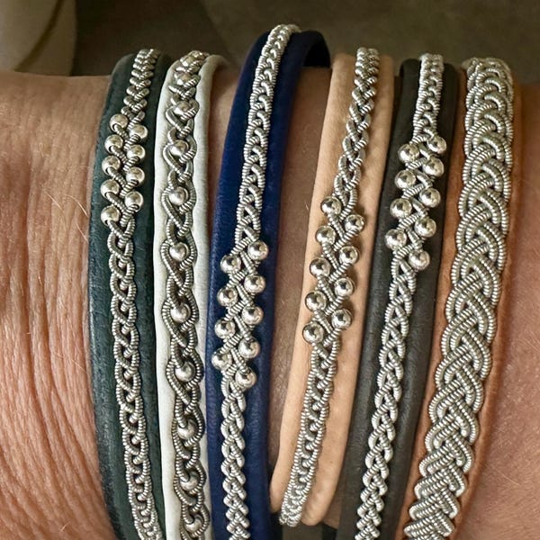 Handmade Sami Bracelet "freja", Reindeer Leather Traditional Cuff ...