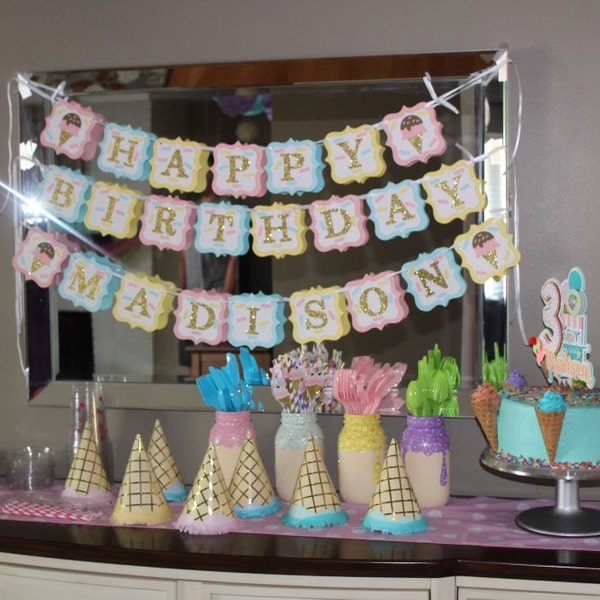 Ice Cream Birthday Banner, Ice Cream Decorations, Ice Cream Banner, Ice ...