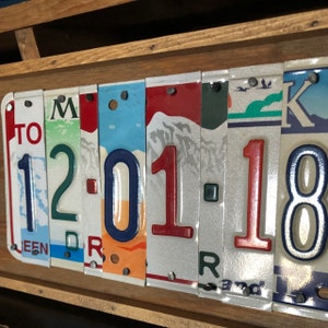 Custom date sign anniversary or wedding license plate art | Etsy