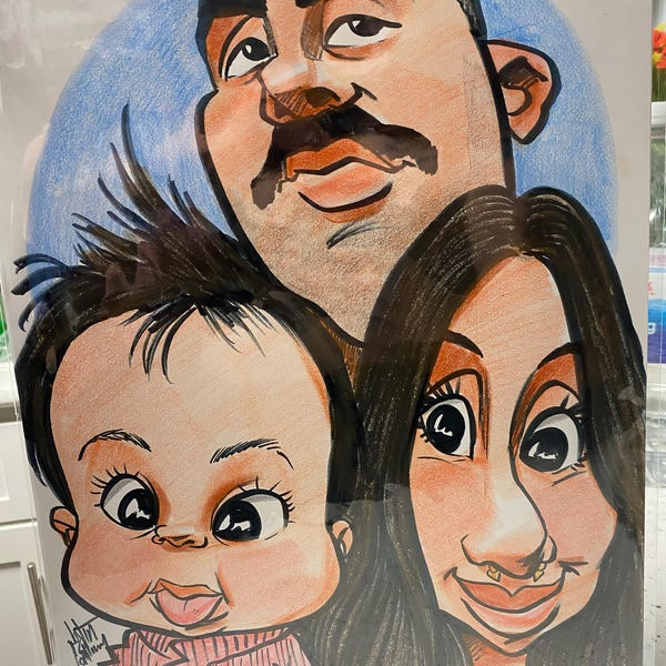 3 Faces Color Caricature Portrait - Etsy