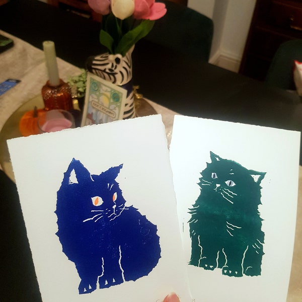 Moonlight Field Linocut Print, Night Field With Moon and Stars Print ...