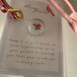 Cardinal Always Near Glass Gem, Pocket Token, Angelversary, Remembrance ...