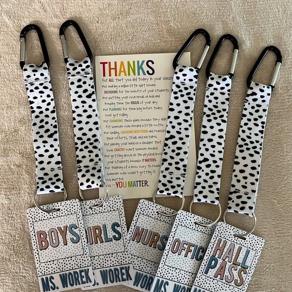 Boho Vibes Theme Classroom Hall Passes for Teachers, Personalized, Set ...