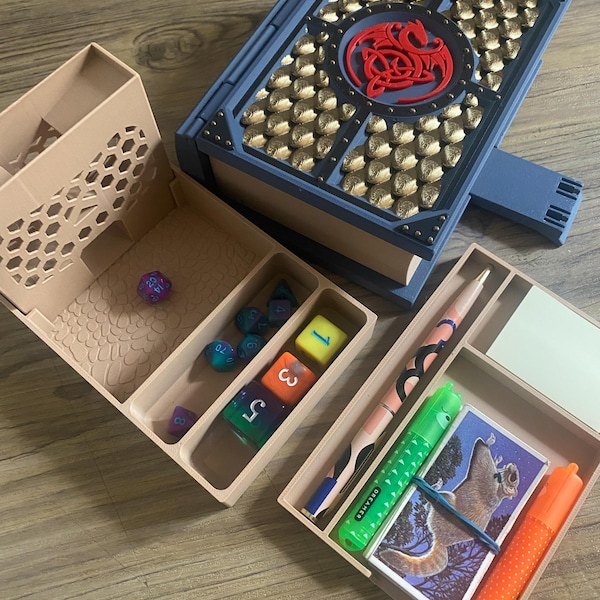 RPG Accessories Storage Box Book, Dice Holder, Dice Tray, DND, Dungeons ...