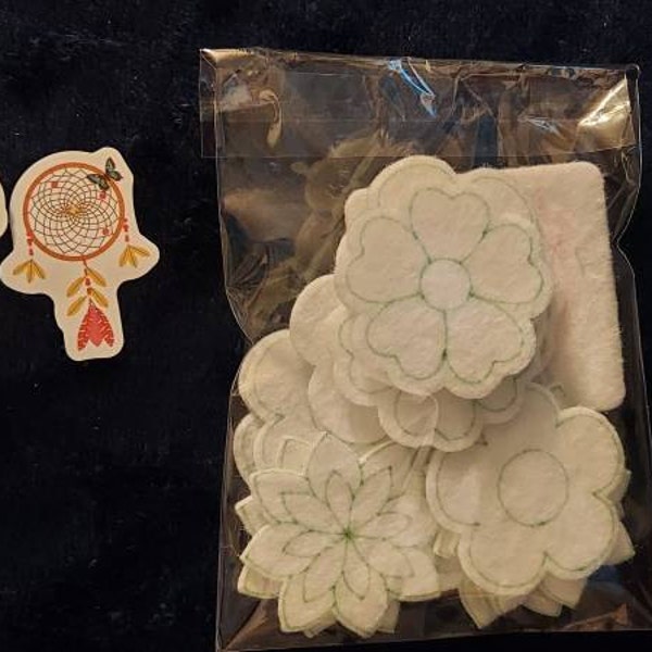 18 Piece Floral Flower Pattern Set Pellon Peltex 70 Flat Stitch Beading ...