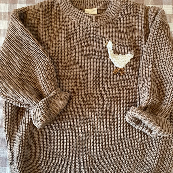 Custom Goose Embroidered Sweater, Embroidered Sweater, Girls Sweaters ...