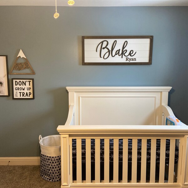 Framed Baby Name Signs, Wall Hanging Nursery Decor, Baby Girl Nursery ...