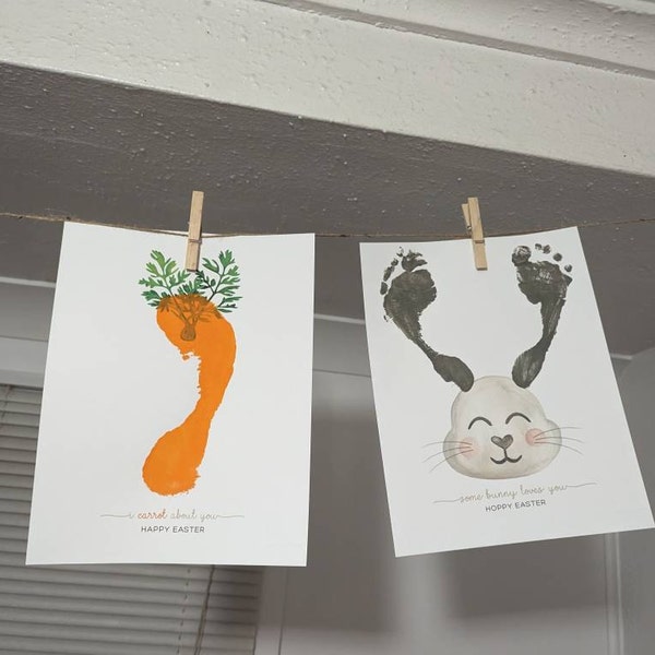 4 X Easter Handprint Footprint Craft Art PACK / Bunny Carrot Chick ...