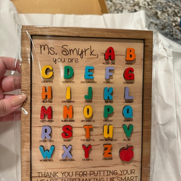 Personalized Teacher ABC Sign - Personalized Teacher Appreciation Sign ...
