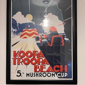 Mario Kart Inspired Koopa Troopa Beach Vintage Style Artwork Poster ...