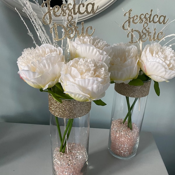 Custom Centerpiece Topper, Personalized Bouquet Topper, Custom Bouquet ...