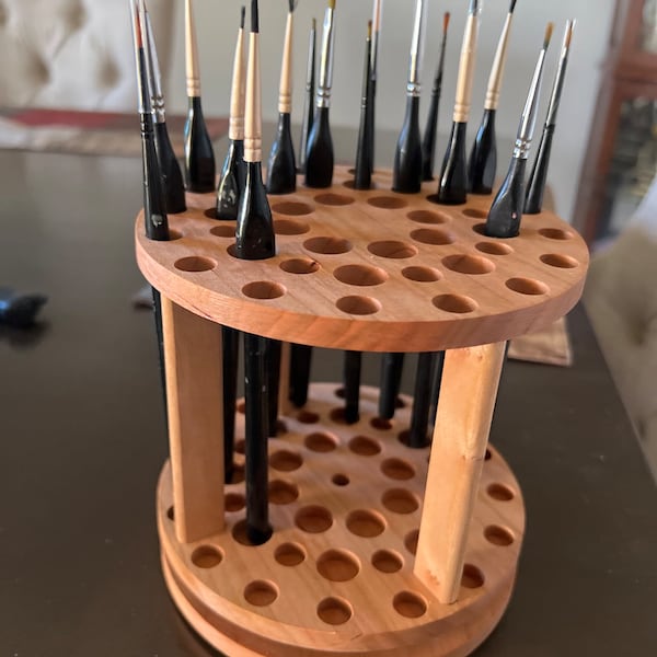 Rotating Paint Brush Holder for Big and Small Brushes, Handmade ...